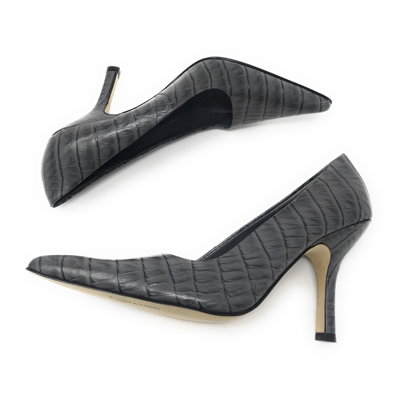 Sam & Libby | Shoes | Sam Libby Gray Croco Leather Pointed Toe Heels | Poshmark
